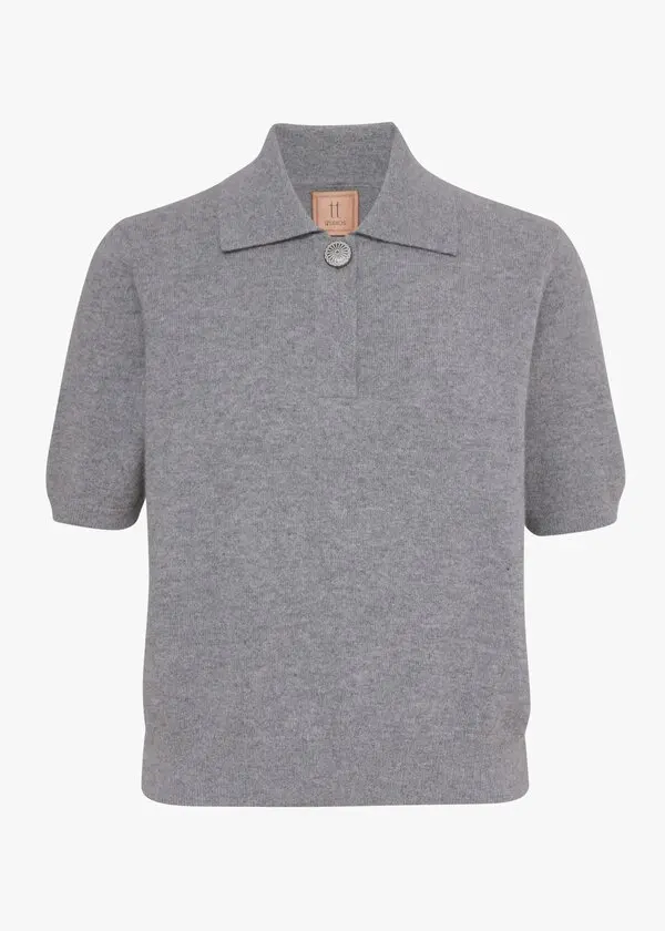 TT STUDIOS Dakota Cashmere Short Sleeve Polo Shirt - Stone
