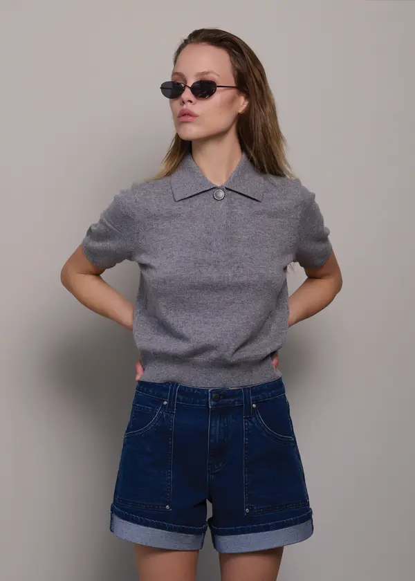 TT STUDIOS Dakota Cashmere Short Sleeve Polo Shirt - Stone