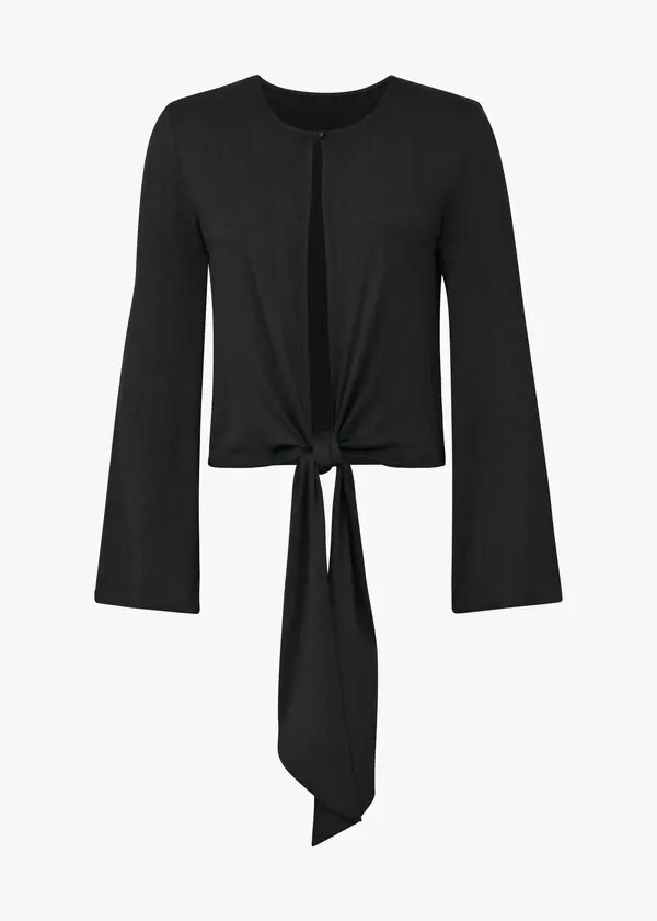 TT STUDIOS 6525 Dylan Top With Flared Sleeves And Keyhole Cutout - Black