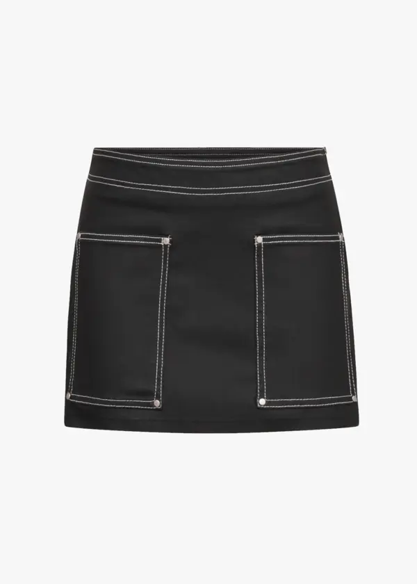 TT STUDIOS Danielle Skirt With Contrast Stitching - Black