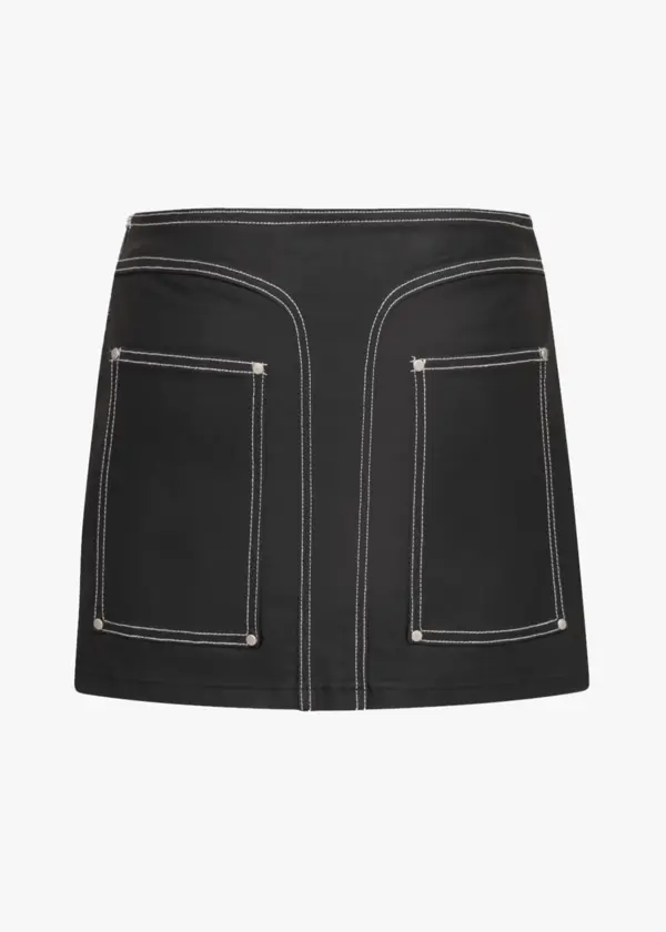 TT STUDIOS Danielle Skirt With Contrast Stitching - Black