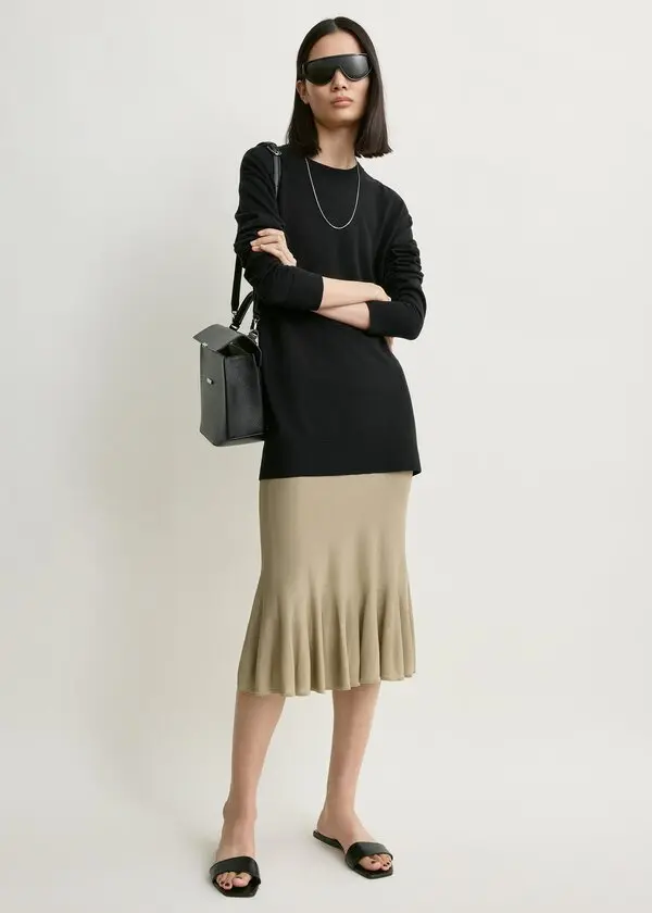 TOTEME Fluted Knit Skirt - Beige