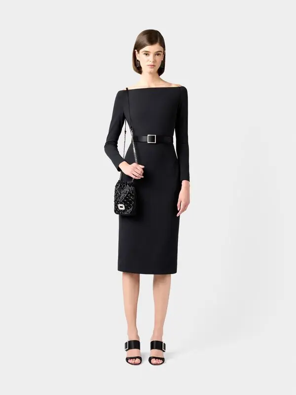 ROGER VIVIER Trompette Satin Mules With Crystal Buckle
