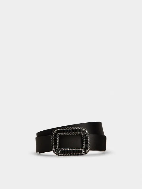 ROGER VIVIER Pilgrim Crystal Embellished Satin Belt