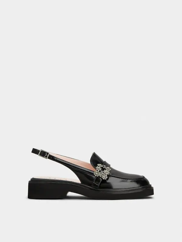 ROGER VIVIER Viv' Rangers Slingback Loafers In Leather