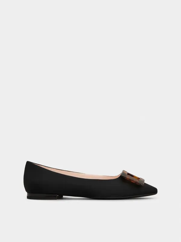 ROGER VIVIER Gommettine Ballerinas In Grosgrain With Tortoise Effect Buckle