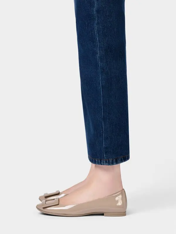 ROGER VIVIER Patent Leather Ballerinas With Lacquered Buckle - Grey