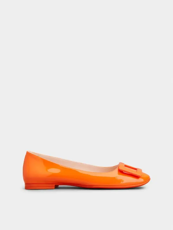ROGER VIVIER Patent Leather Ballerinas With Lacquered Buckle - Orange