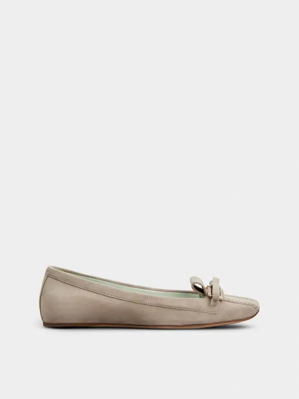 ROGER VIVIER Virgule Suede Ballerinas - Grey