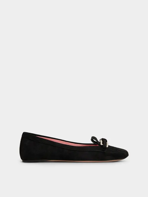 ROGER VIVIER Suede Virgule Ballerinas - Black