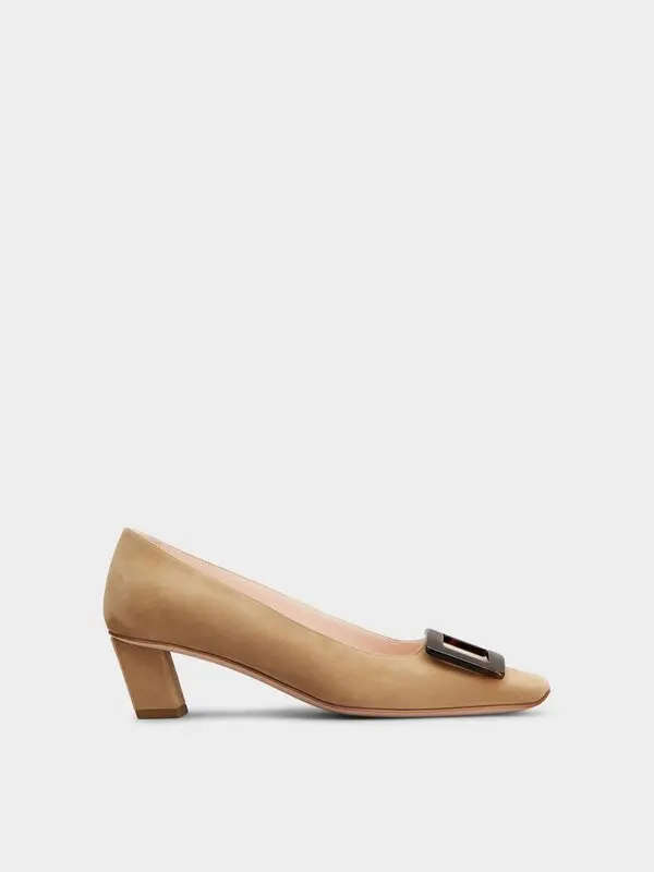 ROGER VIVIER Belle Vivier Suede Pumps - Beige