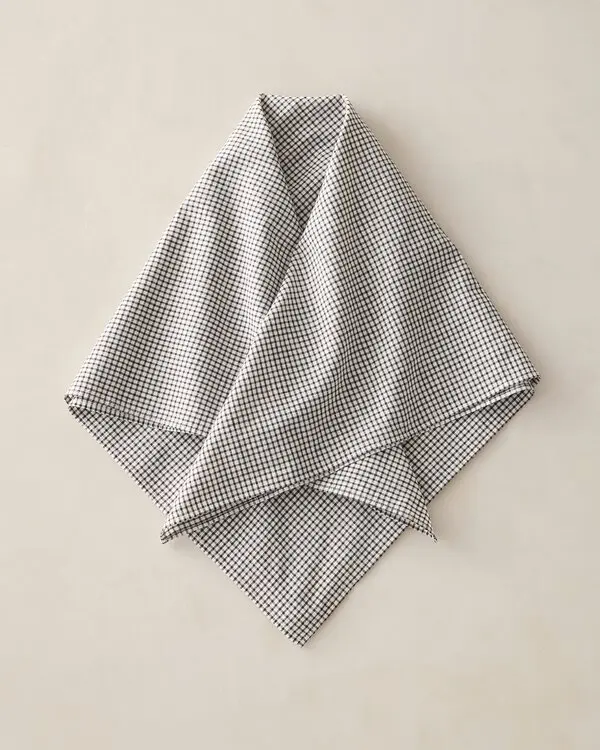 HAVEN WELL WITHIN Cotton Linen Gingham Neckerchief - Ivory,coffee Bean