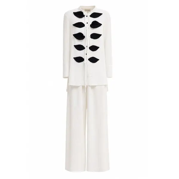 JULIA ALLERT Crinkled Crinkled Top And Wide-leg Pants Set - White