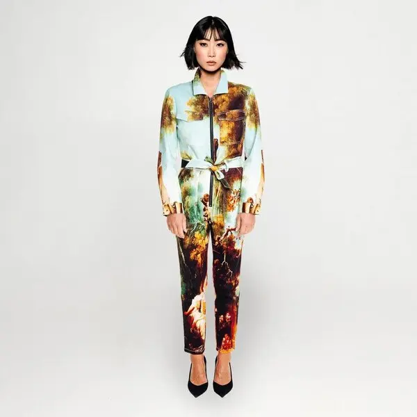 MAXJENNY Garden Royal Print Sculptural Jumpsuit - Green/brown