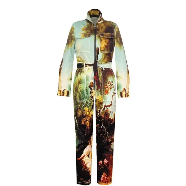 MAXJENNY Garden Royal Print Sculptural Jumpsuit - Green/brown