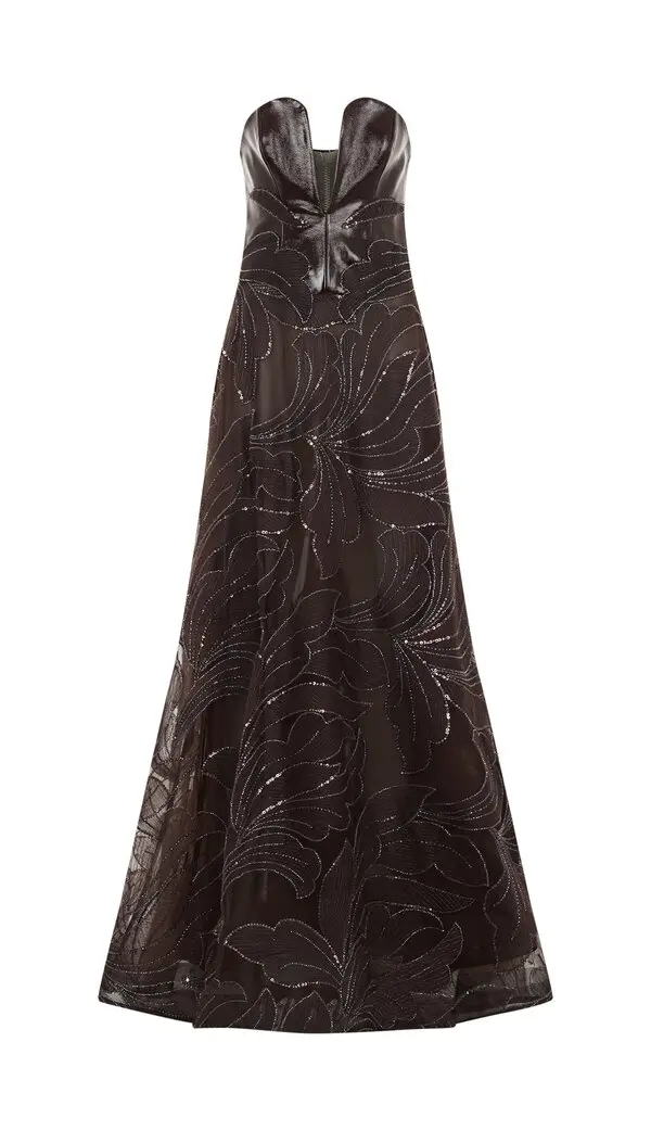 TUBA ERGIN Anabelle Maxi Dress With Leather Corset And Embroidered Skirt