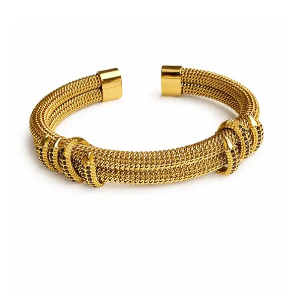 FREAK VAULT Aurora Cuff Bracelet With Knot Details And Stone Embellishments - Gold