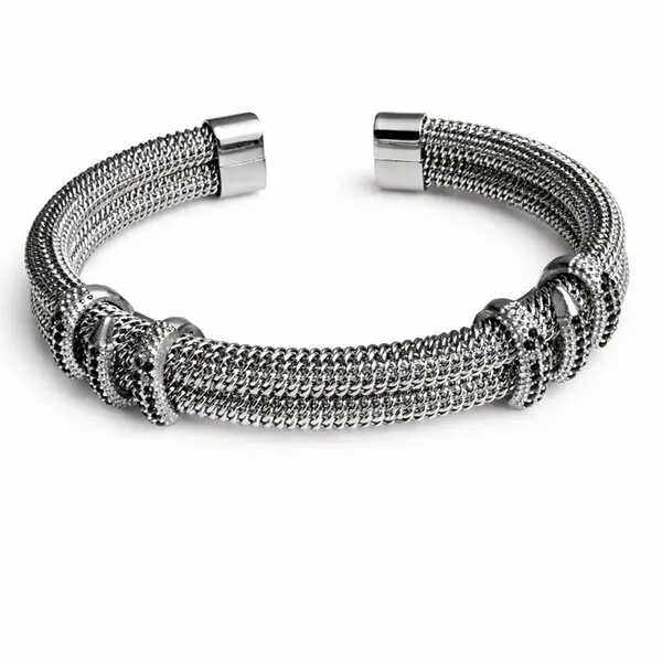FREAK VAULT Aurora Mesh Cuff Bracelet With Stone Embellishments - Silver