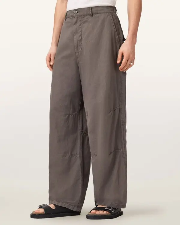 ALLSAINTS Echo Linen Blend Barrel Leg Trousers - Grey
