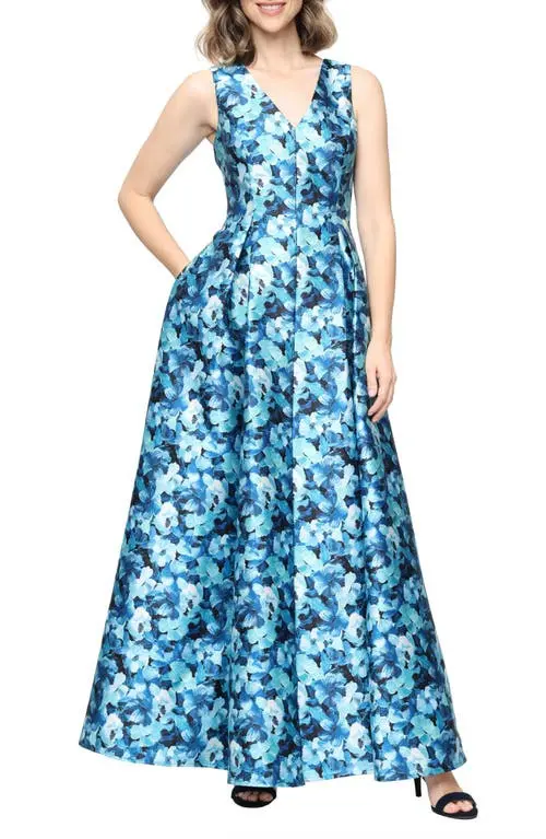 Alex Evenings Sleeveless V-neck Mikado Gown