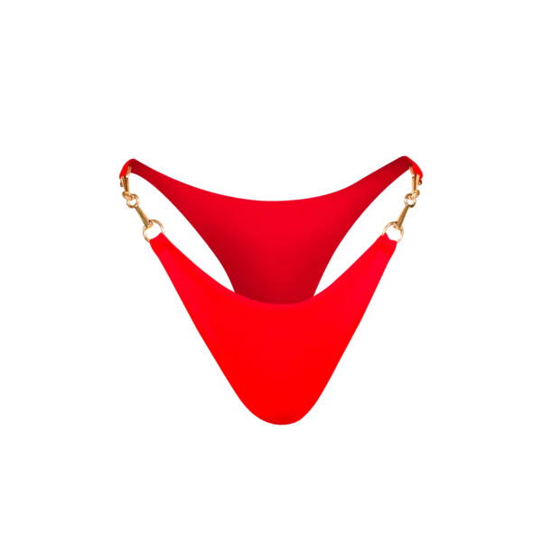 BRUNNA.CO High-cut Bikini Bottom With Gold Embellishment - Red