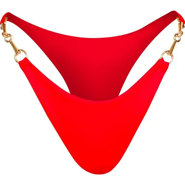BRUNNA.CO High-cut Bikini Bottom With Gold Embellishment - Red