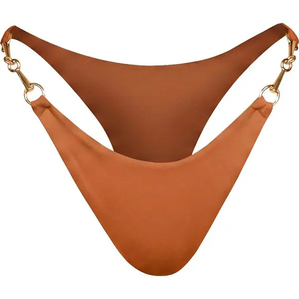 BRUNNA.CO High-cut Bikini Bottom With Gold Embellishment - Sienna Brown