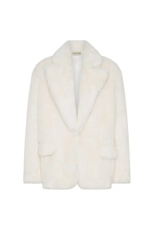 NICHOLAS Desiree Faux Fur Jacket - Ivory