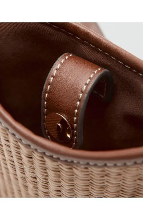 Mango Woven Phone Crossbody Bag With Polished Trim