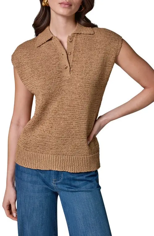 Donna Karan New York Sleeveless Knit Polo Sweater - Fawn