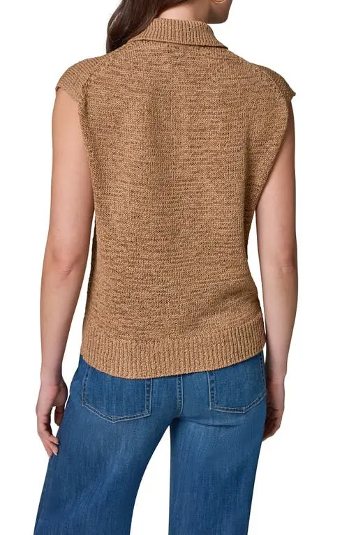 Donna Karan New York Sleeveless Knit Polo Sweater - Fawn