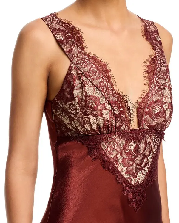 Bardot Torie Lace Slip Gown - Brick