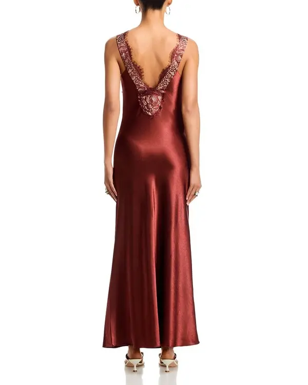 Bardot Torie Lace Slip Gown - Brick