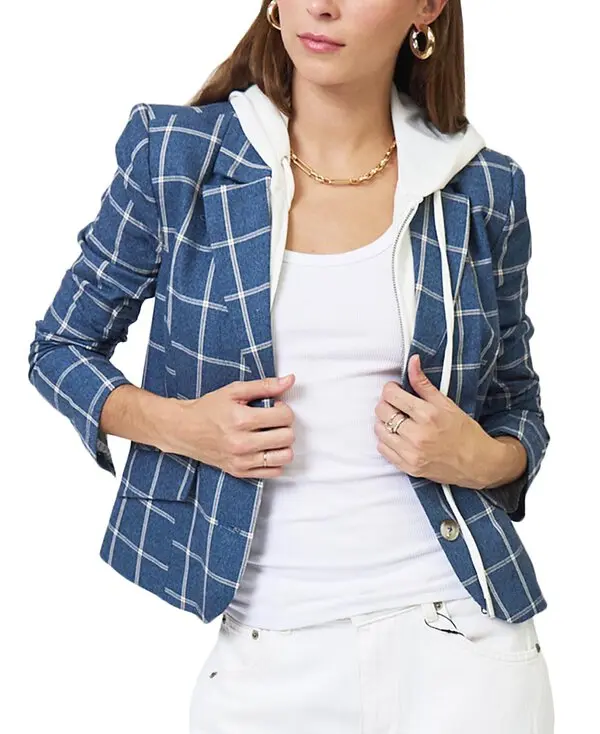 Central Park West Nevada Windowpane Dickey Jacket - Navy Plaid