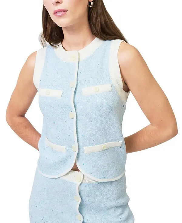 Central Park West Celeste Tweed Yarn Vest - Light Blue
