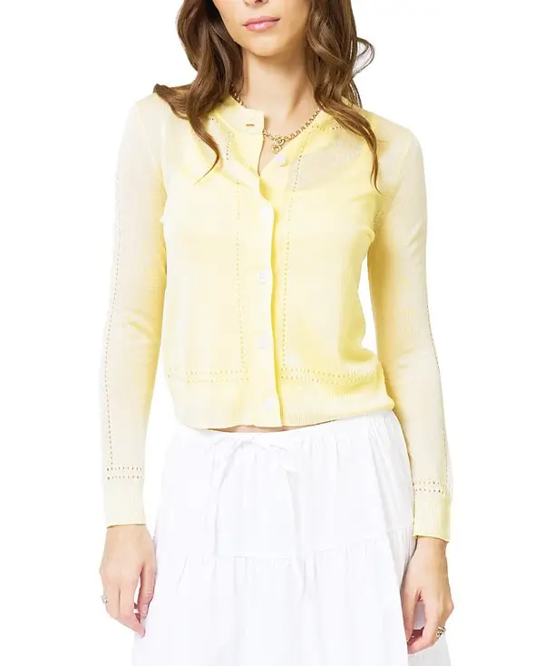 Central Park West Serena Sheer Pointelle Cardigan Sweater
