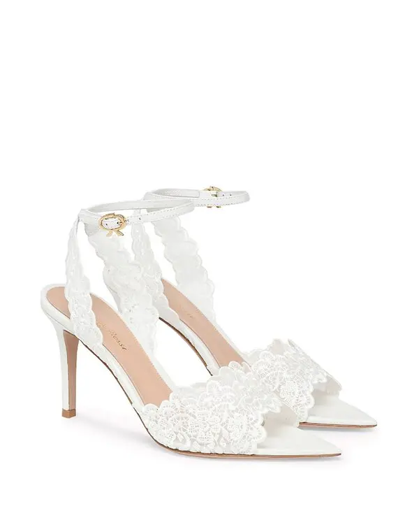 GIANVITO ROSSI Yvonne Lace Sandal - White Textile