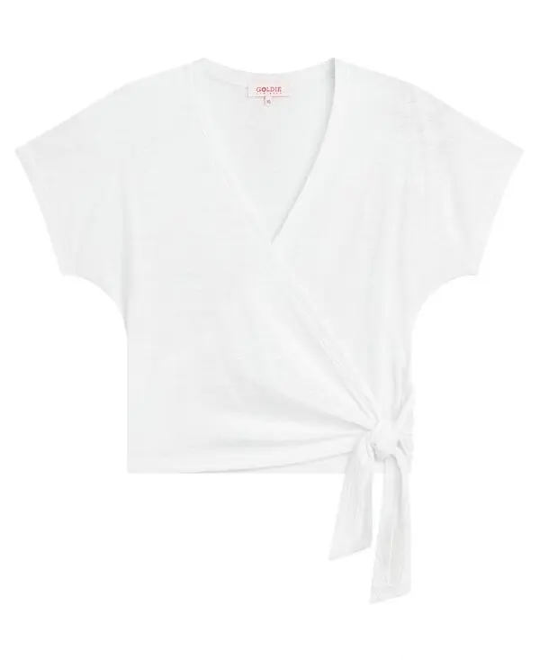 Goldie LeWinter Short Sleeve Ballet Wrap Top - White