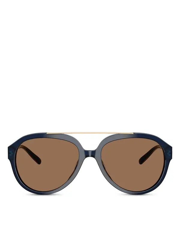 Tory Burch Aviator Sunglasses, 56mm - Dark Blue