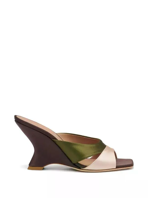 MALONE SOULIERS Lourdes Satin Wedge Sandals - Brown