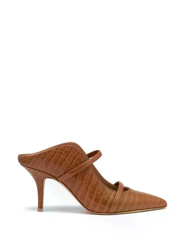 MALONE SOULIERS Maureen Embossed Leather Mules - Brown