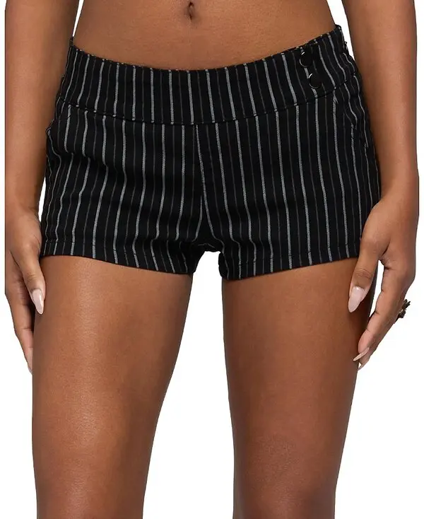 EDIKTED Striped Micro Shorts - Black