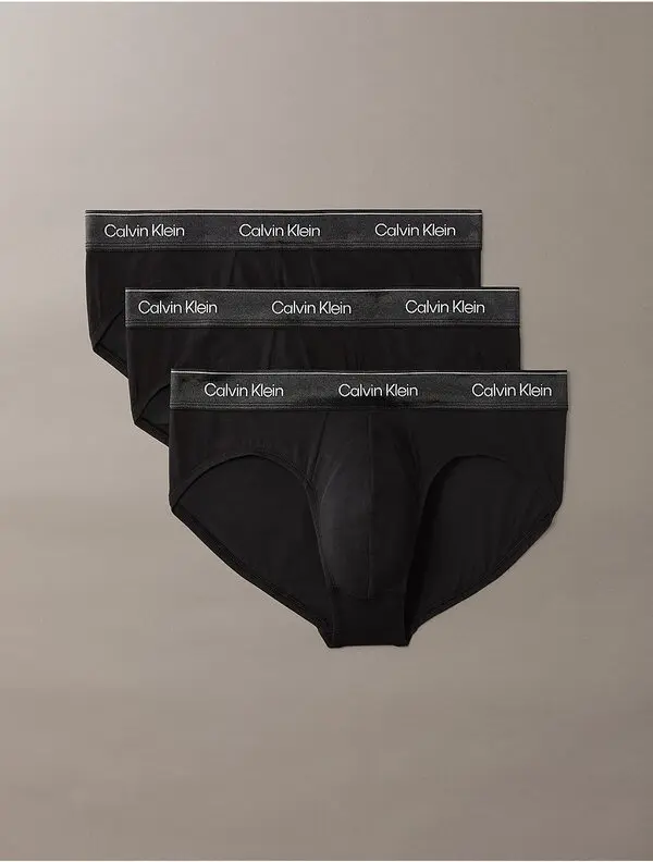 Calvin Klein Icon Cotton Stretch Metallic 3-pack Hip Brief - Black