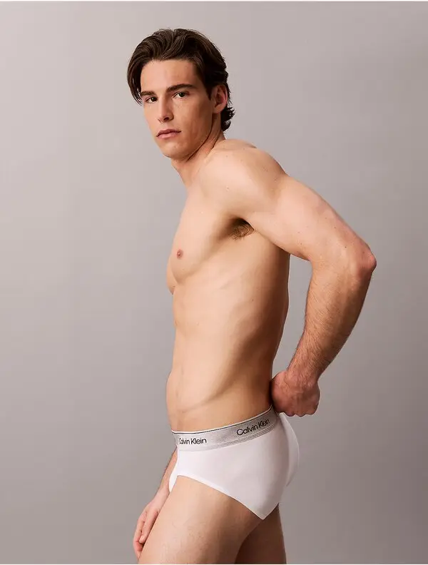 Calvin Klein Icon Cotton Stretch Metallic 3-pack Hip Brief - Black/white/silver