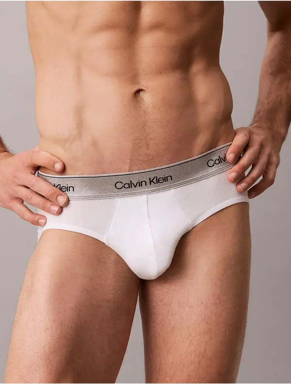 Calvin Klein Icon Cotton Stretch Metallic 3-pack Hip Brief - Black/white/silver