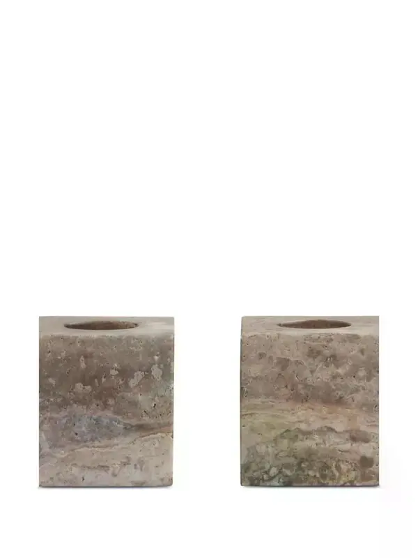 101 COPENHAGEN Cube Sculpted Candle Holder - Brown