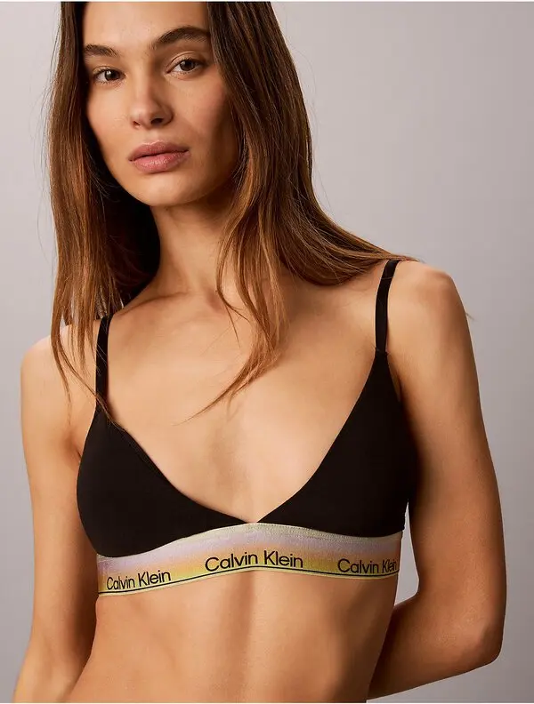 Calvin Klein Icon Cotton Modal Pride Lightly Lined Triangle Bra - Black