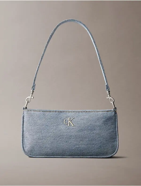 Calvin Klein Logo Denim Convertible Shoulder Bag - Light Denim Wash