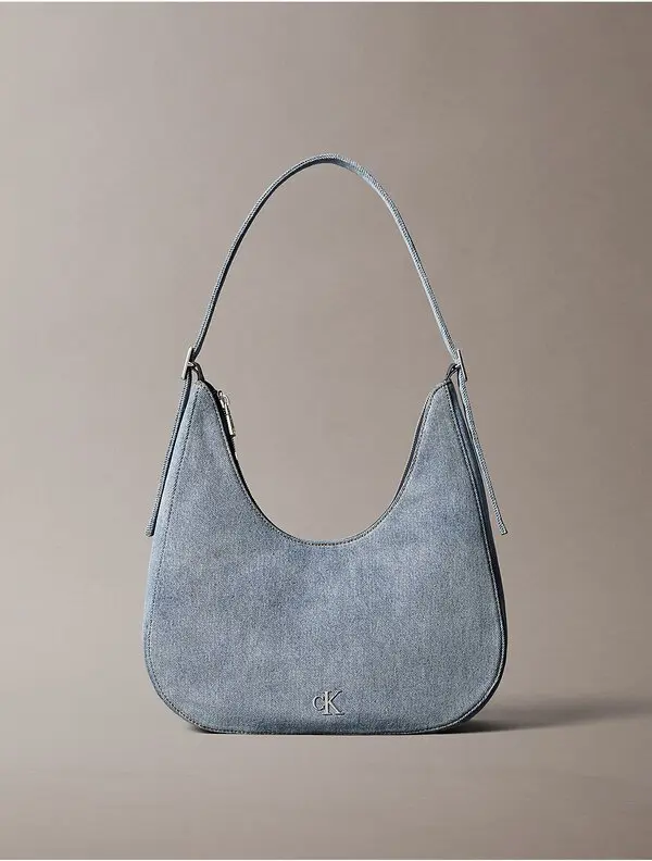 Calvin Klein Denim Crescent Crossbody Bag - Light Denim Wash