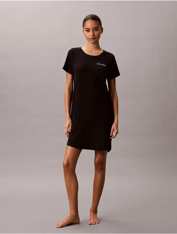 Calvin Klein Viscose Cotton Blend Night Shirt - Black
